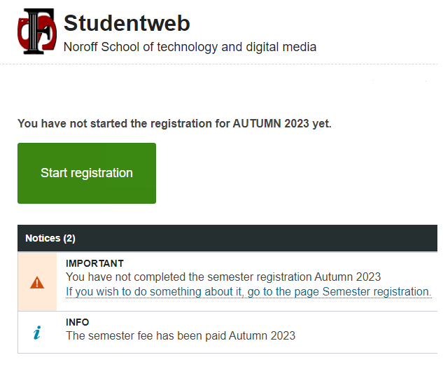 Studentweb Information - University College – Noroff Support Portal